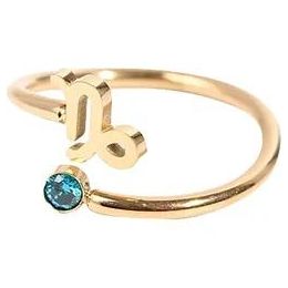 Fingerring Firetti "Schmuck Geschenk Damenring Sternzeichen", gold (gelbgoldfarben, blau), Fingerringe, Damen, 5 g, Steinbock, Edelstahl, 1,2mm, Fingerring, Made in Germany - mit Zirkonia (synth.)