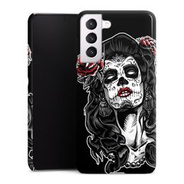 DeinDesign Galaxy S21 FE 5G Handy Premium Case Smartphone Handyhülle Schutzhülle glänzend Rock 'N' Roll Día De Los Muertos Totenkopf Premium Case