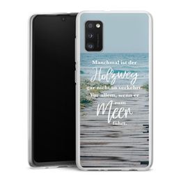 DeinDesign Galaxy A41 Handy Silikon H&uuml;lle Case transparent Handyh&uuml;lle Statement Beach Spruch Silikon Case