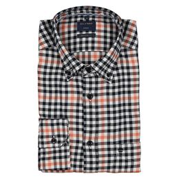 OLYMP Hemd "Casual" - Regular fit - in Schwarz/ Orange - 81% | Größe L | Herren-plussize