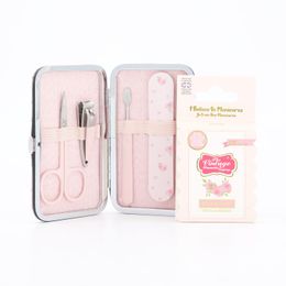The Vintage Cosmetic Company 5-teiliges Maniküre-Set mit rosa Etui