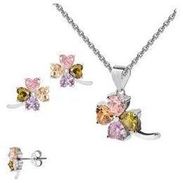 Ohrring und Ketten Set Firetti "Multipack Schmuck Geschenk Silber 925 Halskette Ohrstecker Regenbogen", bunt (silberfarben, amethyst, peridot, pink, orange, amethyst, peridot, pink, orange), Schmuck_Sets, Damen, Silber 925 (Sterlingsilber), Made in Germany - mit Zirkonia (synth.)