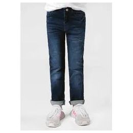 Regular-fit-Jeans STACCATO "EMMA", M&auml;dchen, Gr. 116, Normalgr&ouml;&szlig;en, blau (dunkelblau), Oberstoff: 70% Baumwolle, 28% Polyester, 2% Elasthan., Crinkleoptik, Basic, skinny fit, Jeans, Regular Fit