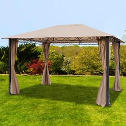 TOOLPORT 3x4 m Softtop Gartenpavillon, inkl. 4 Seitenteile, cappuccino - (300116)