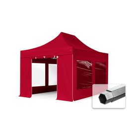 TOOLPORT 3x4,5m Aluminium Faltpavillon, inkl. 4 Seitenteile, rot - (600206)