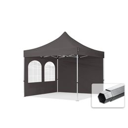 TOOLPORT 3x3m Aluminium Faltpavillon, inkl. 2 Seitenteile, dunkelgrau - (600168)