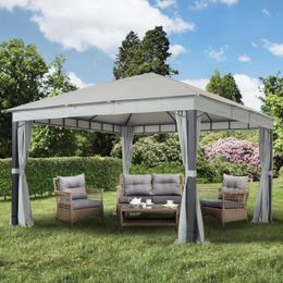 TOOLPORT 4x4 m Softtop Gartenpavillon, inkl. 4 Seitenteile, stone - (300175)