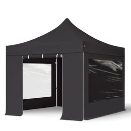 TOOLPORT 3x3m Aluminium Faltpavillon, inkl. 4 Seitenteile, schwarz - (59138)