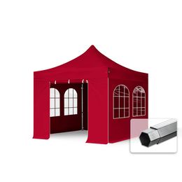 TOOLPORT 3x3m Aluminium Faltpavillon, inkl. 4 Seitenteile, rot - (600153)