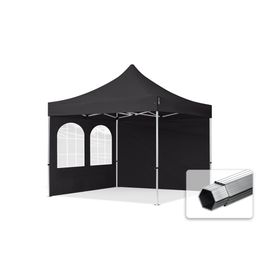 TOOLPORT 3x3m Aluminium Faltpavillon, inkl. 2 Seitenteile, schwarz - (600164)