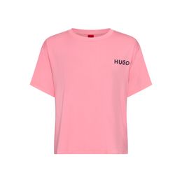Rundhalsshirt HUGO UNDERWEAR "UNITE_T-SHIRT", Damen, Gr. XL, rot (light, pastel rot 630), Single Jersey, Obermaterial: 93% Viskose, 7% Elasthan, relaxed fit hüftlang, Rundhals, eingesetzt abgestepptes Bündchen, Shirts, mit Logo-Print