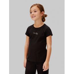 T-Shirt Calvin Klein Jeans, Mädchen, Gr. 10 (140), ck schwarz, Single Jersey, Obermaterial: 100% Baumwolle, unifarben, regular fit, Rundhals, eingesetzt abgesteppte Kante, Shirts, Regular fit, für Kinder bis 16 Jahre