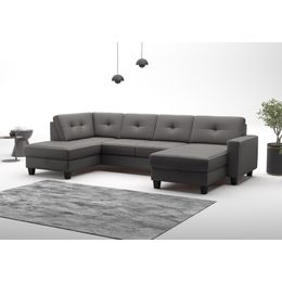Wohnlandschaft Places of Style "Varese", mocca, B:304cm H:91cm T:170cm, Sofas, wahlweise mit Bettfunktion und Bettkasten