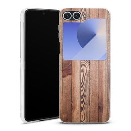 DeinDesign Galaxy Z Flip 6 Handy Hard Case Schutzhülle transparent Smartphone Handy Hülle Muster Wooden Look Wood Hard Case