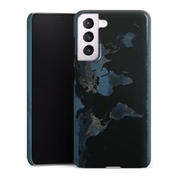 DeinDesign Galaxy S21 FE 5G Handy Premium Case Smartphone Handyhülle Schutzhülle glänzend World Map Night Map Premium Case