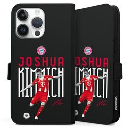 DeinDesign iPhone 14 Pro Max Handy Klapph&uuml;lle Handyh&uuml;lle aus Kunst Leder schwarz Flip Case Official Licensed Product Fc Bayern M&uuml;nchen Kimmich Sideflip mit 