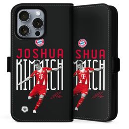 DeinDesign iPhone 16 Pro Max Handy Klapph&uuml;lle Handyh&uuml;lle aus Kunst Leder schwarz Flip Case Official Licensed Product Fc Bayern M&uuml;nchen Kimmich Sideflip mit 