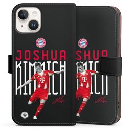 DeinDesign iPhone 14 Handy Klapph&uuml;lle Handyh&uuml;lle aus Kunst Leder schwarz Flip Case Official Licensed Product Fc Bayern M&uuml;nchen Kimmich Sideflip mit Lasche