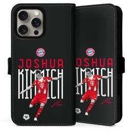 DeinDesign iPhone 16 Pro Handy Klapph&uuml;lle Handyh&uuml;lle aus Kunst Leder schwarz Flip Case Official Licensed Product Fc Bayern M&uuml;nchen Kimmich Sideflip mit Lasche