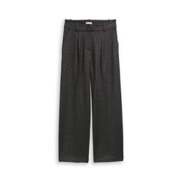 Tom Tailor Damen TTLEA WIDE Hose mit Glitzer-Effekt, schwarz, Uni, Gr. 38/30