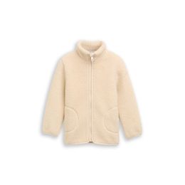 Tom Tailor M&auml;dchen Teddy Sweatjacke mit Fleece, beige, Uni, Gr. 116/122
