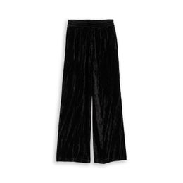 Tom Tailor Denim Damen Wide Leg Samthose, schwarz, Uni, Gr. L
