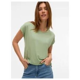 V&eacute;ro Moda Rundhalsshirt VERO MODA "VMAVA PLAIN SS TOP GAJRS NOOS", Damen, Gr. M, gr&uuml;n (smoke gr&uuml;n), Jersey, Obermaterial: 95% Lyocell, 5% Elasthan, unifarben, regular fit normal, Rundhals, Shirts Rundhalsshirt, Materialmix, regular fit