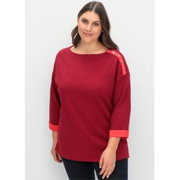 sheego Damen Sweatshirt mit kontrastfarbenen Details, dunkelrot, Gr&ouml;&szlig;e 44/46