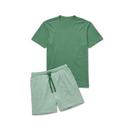 Tchibo - Shorty-Pyjama-Set - Herren - Gr. S - olivgr&uuml;n/gestreift
