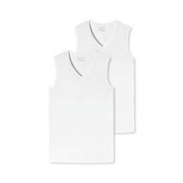 2 Schiesser Tanktops mit Bio-Baumwolle - Herren - Gr. S/4 - weiß