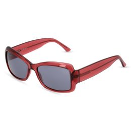 Fielmann OU 020 SUN CL | Damen-Sonnenbrille | Fassung: Vollrand, Quadratisch, Propionat, Burgunder Glänzend | Glasfarbe: Grau