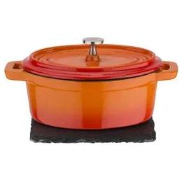 Serviertopf GSW "Shadow, oval, Inkl. Schieferplatte", orange, B:9,5cm H:5cm L:12cm, T&ouml;pfe, Induktion, &Oslash; ca. 9,5 cm