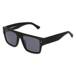 Dsquared2 ICON 0003/S | Herren-Sonnenbrille | Fassung: Vollrand, Quadratisch, Acetat, Schwarz Matt | Glasfarbe: Grau Spiegel Silber
