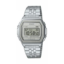 Chronograph CASIO VINTAGE, edelstahlfarben, Armbanduhren, Damen, Quarzuhr, Armbanduhr, Damenuhr, Herrenuhr, Edelstahlarmband, digital