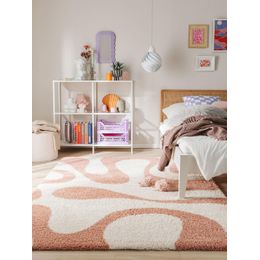 benuta Pop Hochflor Shaggyteppich Louise Rosa 120x170 cm - Hochflor Teppich für Wohnzimmer