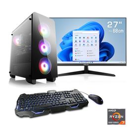 CSL Gaming-PC-Komplettsystem "Theseus V24667", Energieeffizienz: D (A-G), schwarz, Microsoft Windows 11 Home (64 Bit), 16 GB RAM 500 GB SSD, Computer_Komplettsysteme