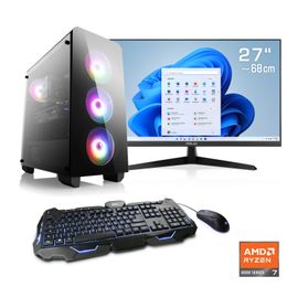 CSL Gaming-PC-Komplettsystem "Theseus V24676", Energieeffizienz: D (A-G), schwarz, Microsoft Windows 11 Home (64 Bit), 16 GB RAM 500 GB SSD, Computer_Komplettsysteme