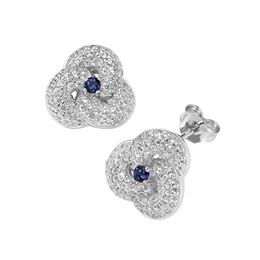 Smart Jewel Damen Paar Ohrstecker "mit Zirkonia und blauen Kristallsteinen, Silber 925", Silber 925 (Sterlingsilber)blau, Silber 925
