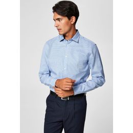 Langarmhemd Selected Homme "SLHSLIMNEW-MARK SHIRT LS NOOS", Herren, Gr. XXL, N-Gr, blau (skyway checks), Web, Obermaterial: 100% Baumwolle, unifarben, 1-Knopf-Manschette, Hemden