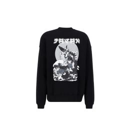 Sweater Alpha Industries "Japan Wave Warrior Sweatshirt", Herren, Gr. M, schwarz-weiß (schwarz, weiß), Obermaterial: 70% Baumwolle, 30% Polyester, normal, Sweatshirts