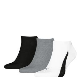 Sneakersocken Puma "Puma UNISEX LIFESTYLE SNEAKERS 3P", Damen, Gr. 43-46, weiß (weiß, grau, schwarz), Baumwollmischung, Socken Sneakersocken, Flache Zehennaht, Rippenbündchen