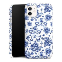 DeinDesign iPhone 12 mini Handy Premium Case Smartphone Handyhülle Schutzhülle glänzend Flowers Delfts Blauw Muster Premium Case