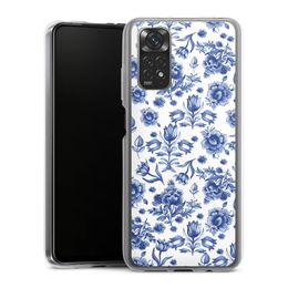 DeinDesign Xiaomi Redmi Note 11 4G Handy Silikon Hülle Case transparent Handyhülle Muster Delfts Blauw Flowers Silikon Case