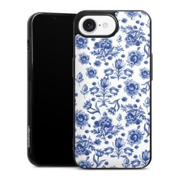 DeinDesign iPhone 16e Handy Silikon Hülle Case schwarz Handyhülle Muster Delfts Blauw Flowers
