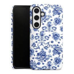 DeinDesign Galaxy S24 Handy Panzer Handyhülle robuste Outdoor Hülle Schutzhülle matt Flowers Delfts Blauw Muster Tough Case