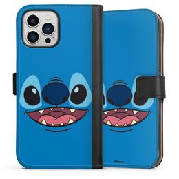 DeinDesign iPhone 13 Pro Max Handy Klapph&uuml;lle Handyh&uuml;lle aus Kunst Leder schwarz Flip Case Official Licensed Product Disney Lilo & Stitch Sideflip mit langer 