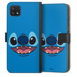 DeinDesign Galaxy A22 5G Handy Klapph&uuml;lle Handyh&uuml;lle aus Kunst Leder schwarz Flip Case Official Licensed Product Lilo & Stitch Disney Sideflip mit langer Lasche