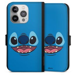 DeinDesign iPhone 14 Pro Handy Klapph&uuml;lle Handyh&uuml;lle aus Kunst Leder schwarz Flip Case Official Licensed Product Disney Lilo & Stitch Sideflip mit langer Lasche