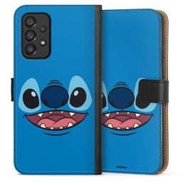 DeinDesign Galaxy A33 5G Handy Klapph&uuml;lle Handyh&uuml;lle aus Kunst Leder schwarz Flip Case Official Licensed Product Lilo & Stitch Disney Sideflip mit langer Lasche