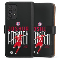 DeinDesign Galaxy A53 5G Handy Klapph&uuml;lle Handyh&uuml;lle aus Kunst Leder schwarz Flip Case Fc Bayern M&uuml;nchen Official Licensed Product Kimmich Sideflip mit langer 